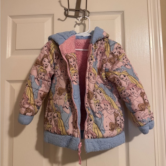 Disney | Jackets & Coats | Disney Princess Pink And Blue Puffer Jacket ...